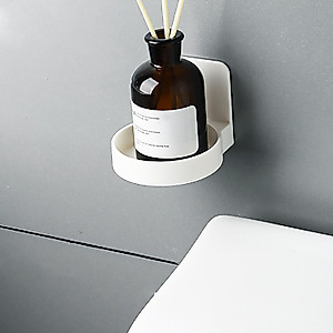 Cyrank Small Round Floating Shelf, Wall Mounted Cup Holder for Bathroom Shower Organizer Caddy Bottle Racks Small Wall Shelf Round Floating Shelves for Wall Decor