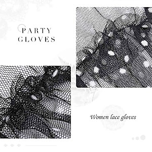 Latious Black Polka Dot Gloves Ladies Elegant Short Glove Tea Party Gloves Prom Party Glove Costume Gloves Accessories for Women and Brides (Black and White)