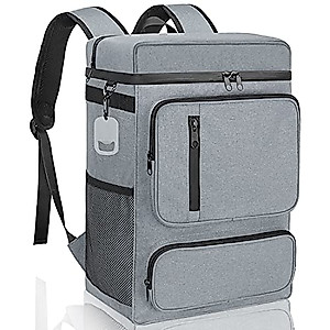 GARDRIT Insulated Cooler Backpack - 45 Cans Large Capacity Backpack Cooler Leak-Proof/Waterproof Lightweight Soft Beach Cooler Suitable to Work, Picnic, Hiking, Camping (Gray)