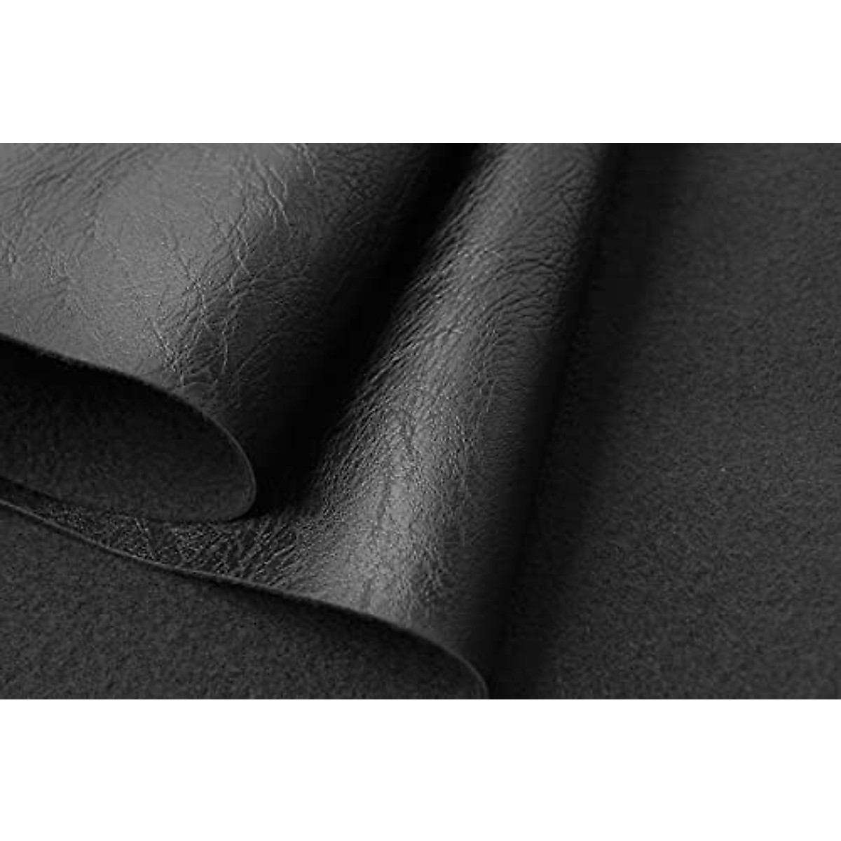 Wento Thick 1 Yard Faux Leather Fabric Soft Skin Grain PU Leather Fabric for Furniture Cover Reupholster Sofa Chairs Cushiones Vinyl Upholstery Fabric (1yard,Black)
