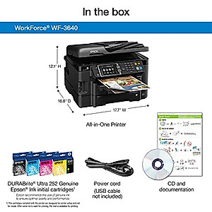 Epson WorkForce WF-3640A Wireless Color All-in-One Inkjet Printer with Scanner and Copier