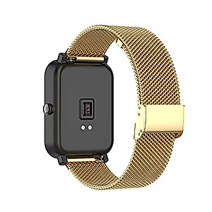 Chofit Metal Mesh Stainless Steel Loop Compatible with MILOUZ IDW19 Watch Band for Women&Men Wristbands Bracelet Adjustable Band Strap Replacement Bands for MILOUZ IDW19 Smartwatch (Gold)