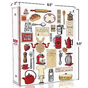 Recipe Binder Book Organizer Keeper Kit 50 PCS Recipe Cards 10 Dividers 50 Plastic Sleeves 3 Ring 8.5 X 9.5 inch Gifts