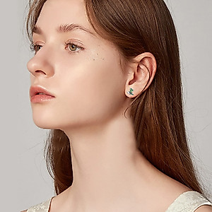 Hat Earrings for Women 925 Sterling Silver St Patrick Day Green Hat Stud Earrings with Cubic Zirconia Good Luck Symbol Jewelry for Mother's Day