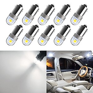 AUXLIGHT BA9S BA9 1895 1891 53 57 64111 3893 47830 Error Free LED Bulb, Super Bright 3030-SMD Interior Car Bulbs Replacemet for Dome Map License Plate Glove Box Lights (6000K White, Pack of 10)