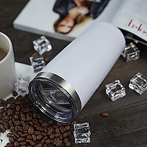 Jay Style Stainless Steel Tumbler - 20 oz Vacuum Insulated Double Wall Travel Mug with Lid,Coffee Cup for Home,Office,Outdoor,Ice Drink(White,2 Pack)