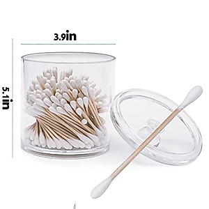 Qtip Holder cotton swabs 200 PCS, cotton swab Jars, dental floss storage cans; 4-inch acrylic transparent storage tank, bathroom organizer, daily storage, can be easily placed on the dresser.