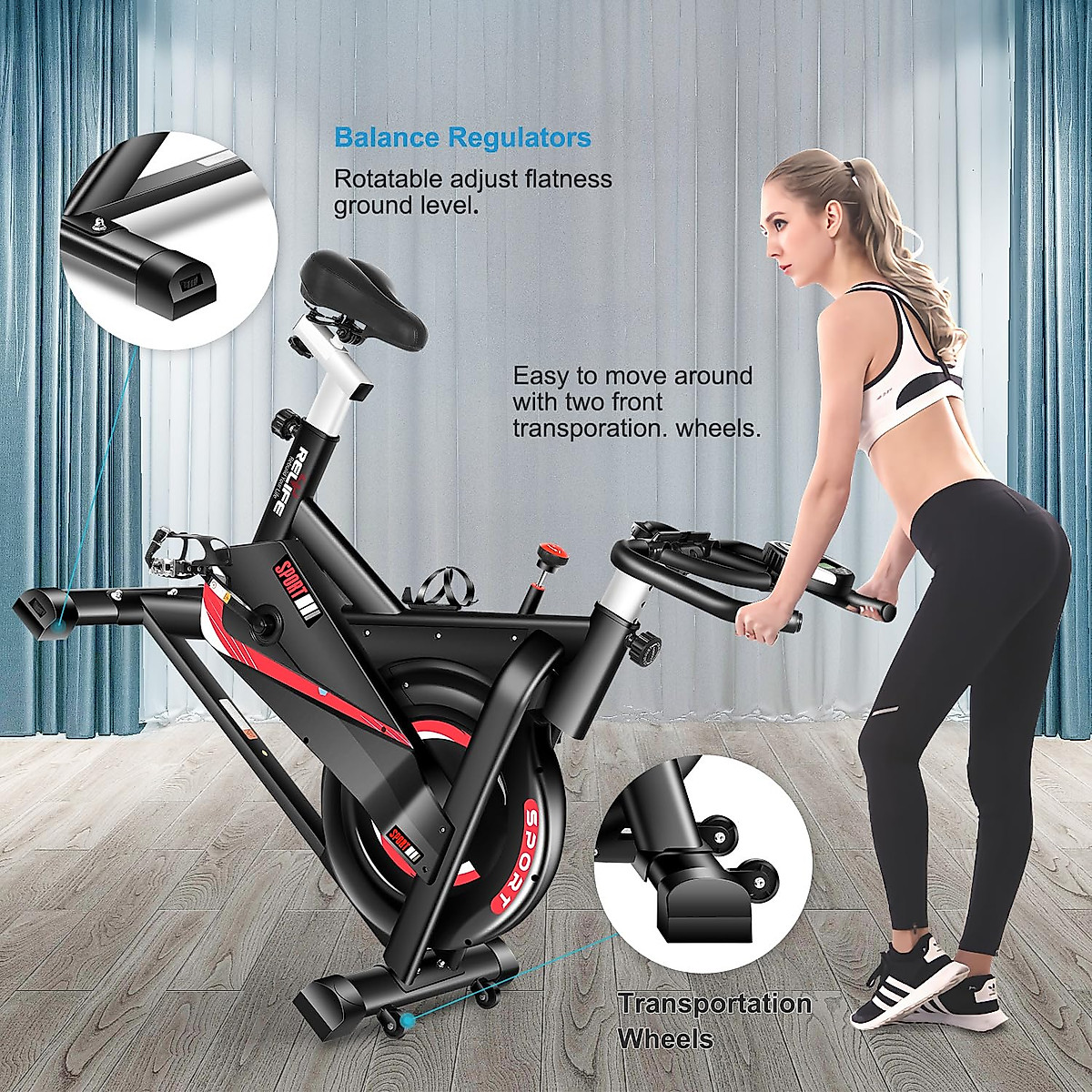 RELIFE REBUILD YOUR LIFE Exercise Bike Indoor Cycling Bike Fitness Stationary All-inclusive Flywheel Bicycle with Resistance for Gym Home Cardio Workout Machine Training New Version