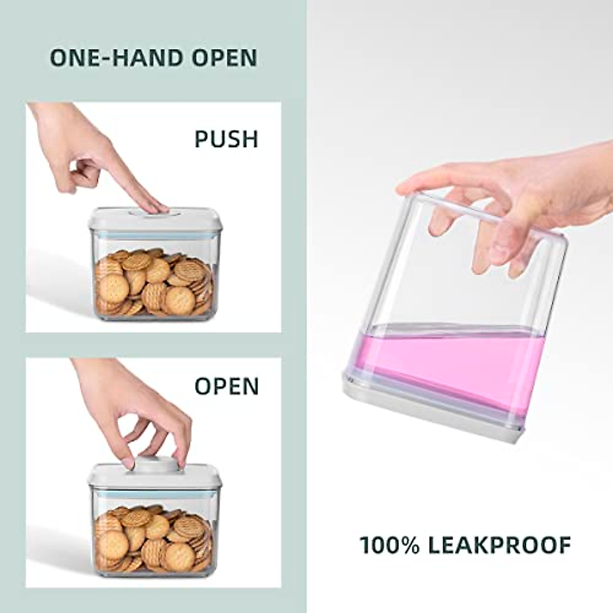 EQI Pop Airtight Food Storage Containers with Lids - Stackable Kitchen Pantry Organizing Containers for Cereal, Snacks, Sugar, and Coffee - Set of 3 (1.2 qt, 1.2 qt, 2.7 qt)
