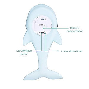 Navaris Narwhal Night Light - Battery Powered Color Changing LED Lamp for Kids, Baby Nursery, Boys, Girls - BPA-Free and Phthalate-Free - Light Blue