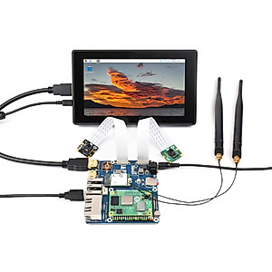 WIFI6 Dual Ethernet Base Board for Compute Module 4, Compatible with WiFi AX210 & AX200 Module,Onboard Gigabit Ethernet RJ45 Connector x1, 100M Ethernet RJ45 Connector x 1,CSI-2 Camera Port x2,etc