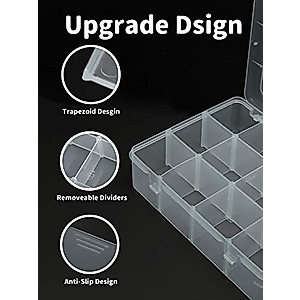 UHOUSE 7 Pack Plastic Organizer Container,Plastic Storage Box with Adjustable Dividers for Jewelry Toy Cosmetics Craft Fuse Beads Nuts Pills Tackle and Screwdriver