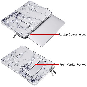 MOSISO Laptop Sleeve Case Compatible with MacBook Air/Pro, 13-13.3 inch Notebook, Compatible with MacBook Pro 14 inch 2023-2021 A2779 M2 A2442 M1, Polyester Vertical Painting Marble Bag with Pocket