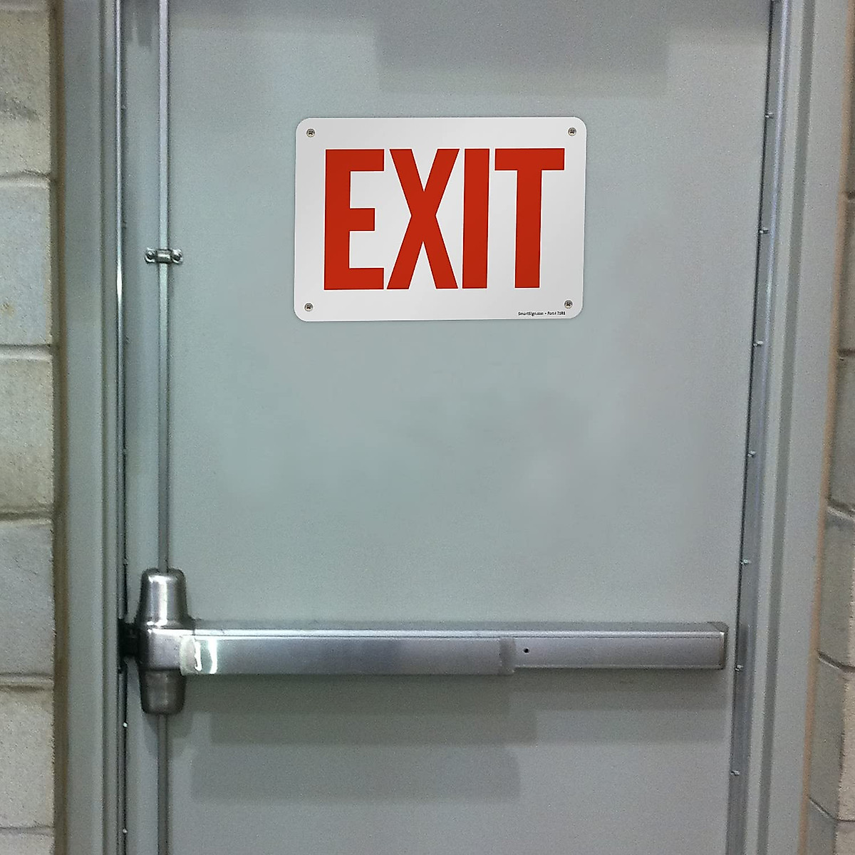 SmartSign Aluminum Sign, Legend "Exit", 7" high x 10" wide, Red on White