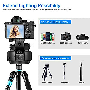 Soonpho M6 Auto Face Tracking Motorized Rotating Panoramic Tripod Head,AI Smart Face Body Tracking Remote Control Pan Tilt Head with Remote Control and Mobile Phone Clip for DSLR Cameras/Camcorders