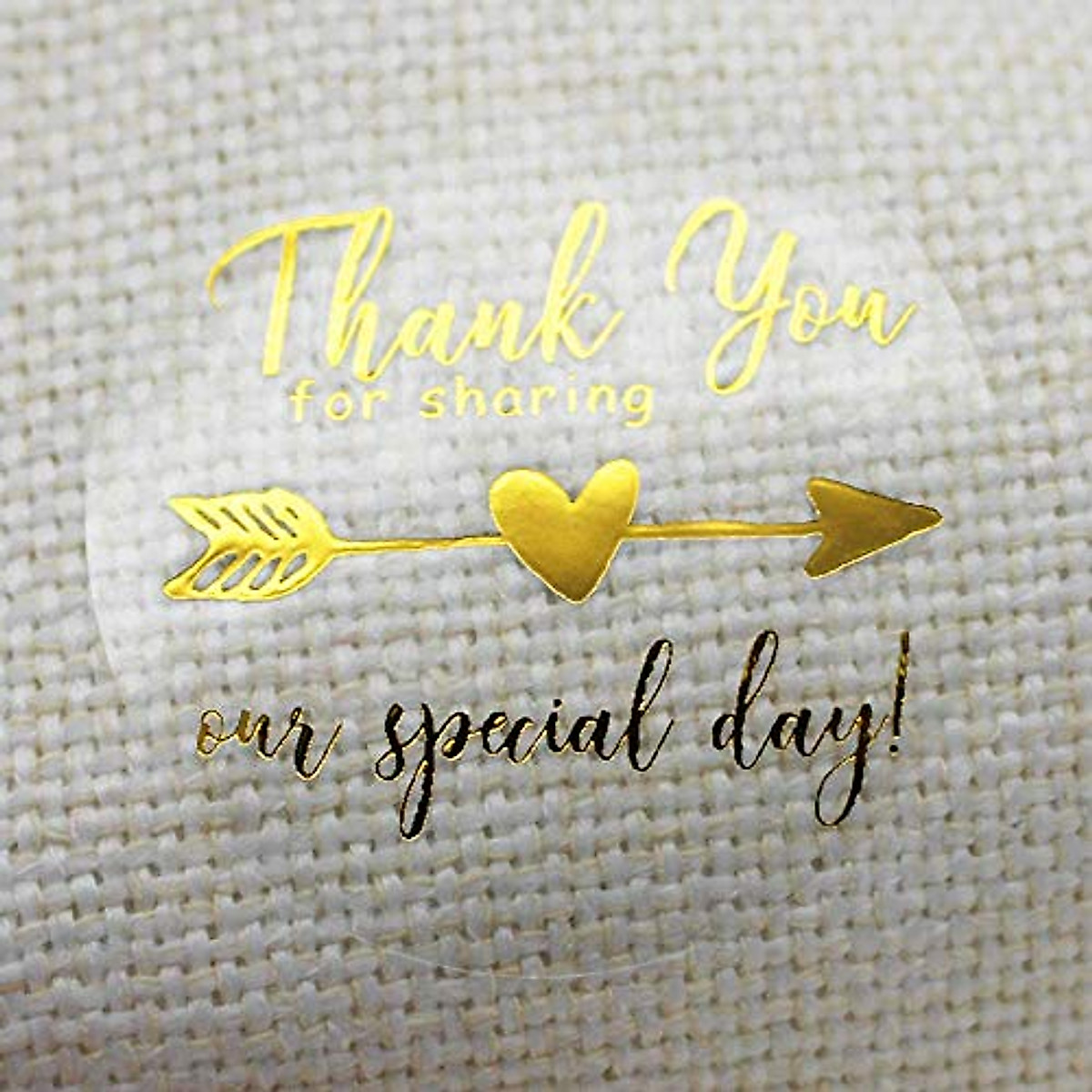 100 x Thank You for Sharing Our Special Day Metal Labels Real Gold Foil Embossed Transparent Stickers Shower Party Favor Stickers Round Self Adhesive Labels 1.6 inch