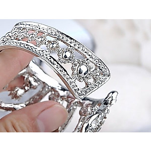 Alilang Silvery Tone Clear Crystal Colored Rhinestones Crown Tiara Princess Cuff Bracelet