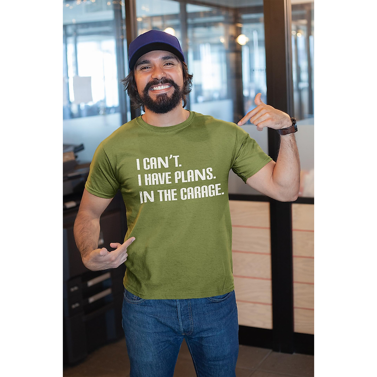 I Cant I Have Plans in The Garage, Funny Sarcastic Dad Car Mechanics T-Shirt, Fathers Day T Shirt Gifts Green Heather X-Large