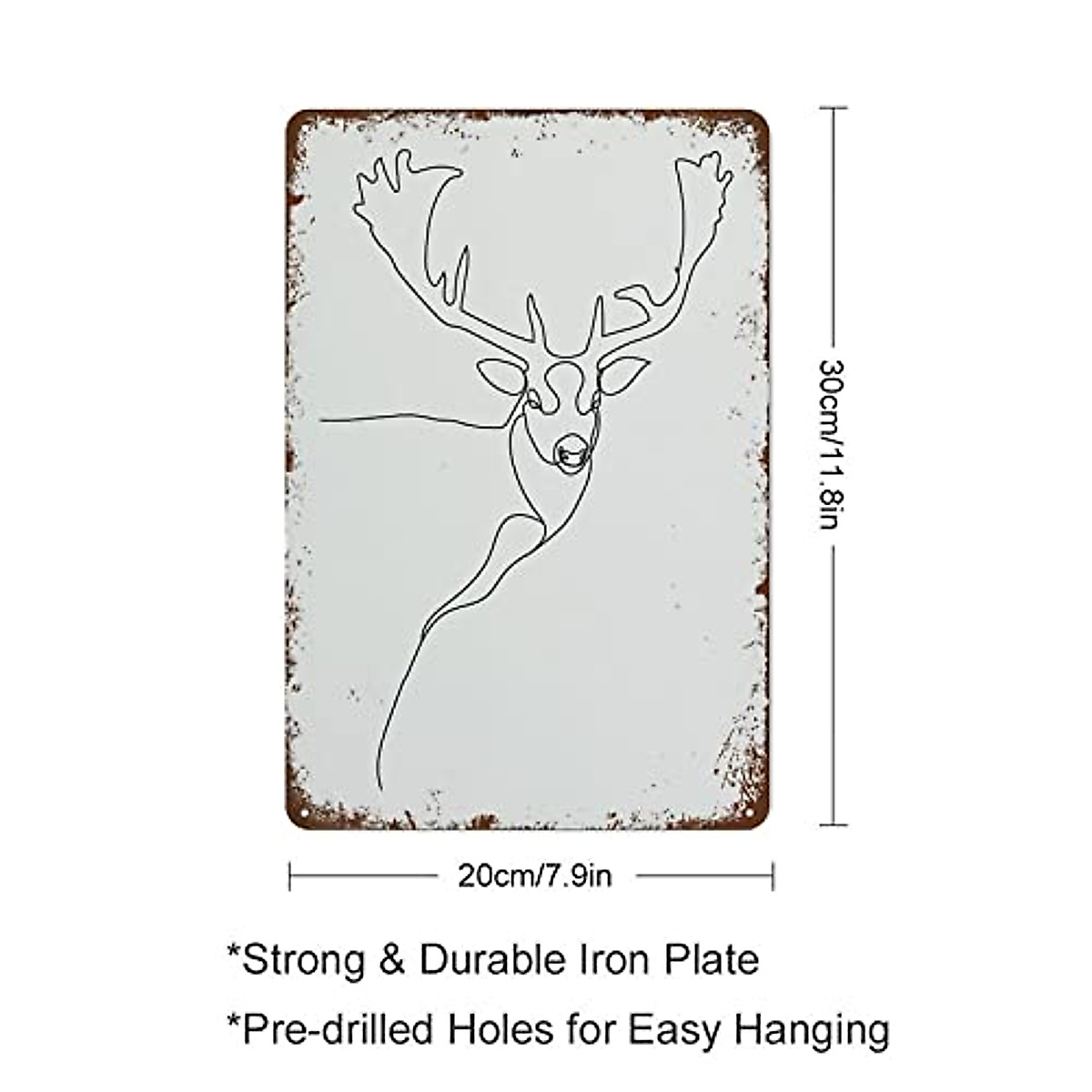 Deer One Line Art Modern Monochrome Animal Minimalist line Art Antlers Funky Style Creative Retro Art Metal Funny Wall Decor Plaque Cafe Office Vintage Home Decor Fashion Novelty Gift 8x12inch
