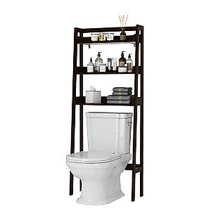 UTEX Over The Toilet Storage, 3-Tier Bathroom Shelves Over Toilet, Behind Toilet Bathroom Organizer (Espresso)