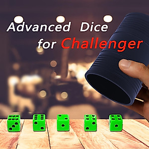 Dice Stacking Cup(Blue) Set with 4 Pcs 19mm(Purple) and 5 Pcs 18mm(Green) Standard 6 Sided Dices, with Storage Bag-Magic Tricks Instruction