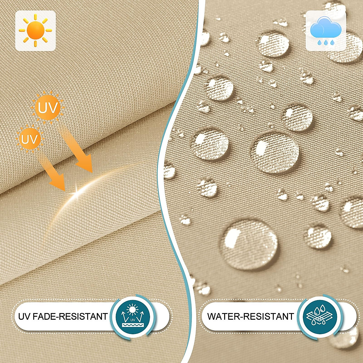 Basic Beyond Outdoor Chair Cushions for Patio Furniture, Waterproof Outdoor Cushions, Round Corner Patio Chair Cushions Set of 4 with Ties, 17"x16"x2", Beige