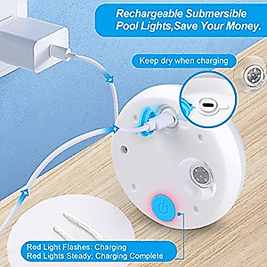 TEPENAR Rechargeable Submersible Pool Lights - 3.7" Waterproof Underwater Lights USB-C Charging Battery Operated Remote Controlled 16 Color Changing Hot Tub Lights with Magnet for Pool Pond 1 Pack