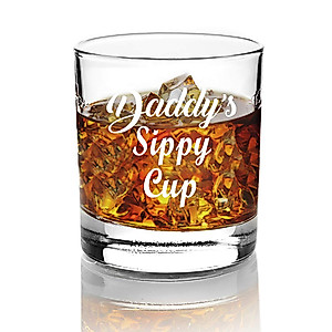 Perfectinsoy Daddy's Sippy Cup Whiskey Glass, Birthday Gift for for Dad, New Dad,Grandpa, Husband, Colleague, Funny Birthday Gift for Dad From Daughter Son Wife