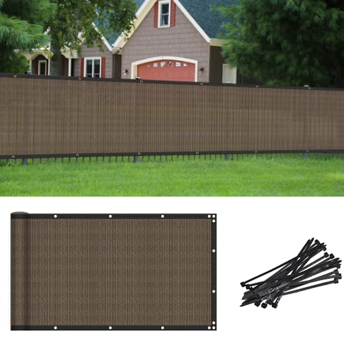 COARBOR 15'x31' Privacy Fence Screen Cover Mesh Blocker with Brass Grommets 180GSM Heavy Duty Fencing for Outdoor Back Yard Patio and Deck Backyard Garden Blocking Neighbor Brown-Customized