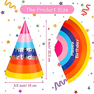 Geyoga Rainbow Birthday Party Hats Bulk - 100 Pieces Colorful Paper Hats for Kids and Adults Party Supplies
