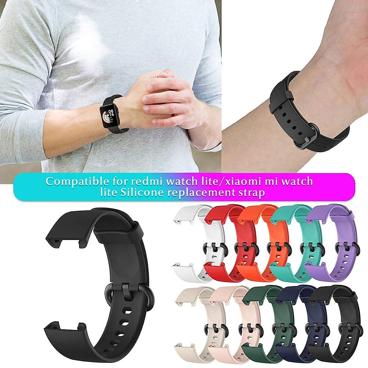 SANTITY Smart Watch Silicone Strap Compatible for Xiaomi Mi Watch Lite/Redmi Watch Lite - Smart Watch Bands for Men Ladies - for Xiaomi Smart Watch Bracelet Replacement Accessories