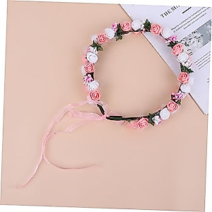 Abaodam 2pcs Floral Headband Hair Jewelry for Wedding Bridal Tiara Corsage Bracelet Corsage Wristlet Floral Headdress Wreath Hairband Hair Accessories Headgear Wristband Bride The Flowers