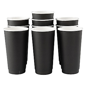 Restaurantware 20 Ounce Disposable Coffee Cups 10 Insulated Double Wall Paper Cups - Lids Sold Separately Leakproof Black Paper Hot Beverage Cups Rolled-Rim Serve Coffee Or Hot Chocolate