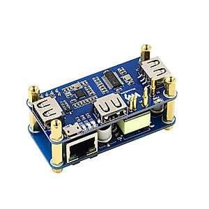 PoE Ethernet/USB HUB HAT for Raspberry Pi Zero/Zero W/Zero WH, 3X USB 2.0 Ports, 10M / 100M RJ45 Port, 802.3af-Compliant