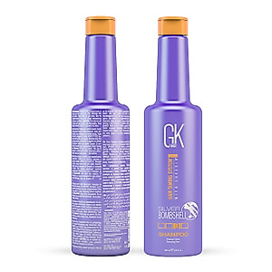 GK HAIR Global Keratin Silver Bombshell Purple Shampoo (9.5 Fl Oz/280ml) For Blonde, Platinum, Ash, Silver & Gray Hair Moisturizes Dry & Damaged Removes Yellow Brassy Tones