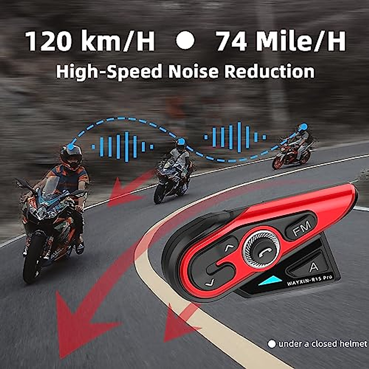 Motorcycle Bluetooth Helmet Bluetooth 2 PCS,5.0 Pairing Within 2000 Meters 8 People Online Intercom, 6 Color Replacement, with FM / IPX67 Waterproof / DSP&CVC Noise Reduction, Including 2 Microphones.