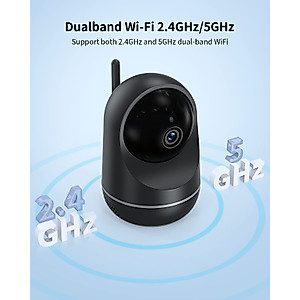 2.4/5G Wi-Fi Camera for Home Security Camera, Indoor Camera for Pets/Nanny, pet Camera with 2-Way Audio, Sound Detection, Night Vision, black