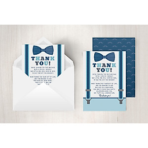 Your Main Event Prints Little Man Boy Baby Shower Thank You Cards Bow Tie and Mustaches 20 Count Including Envelopes