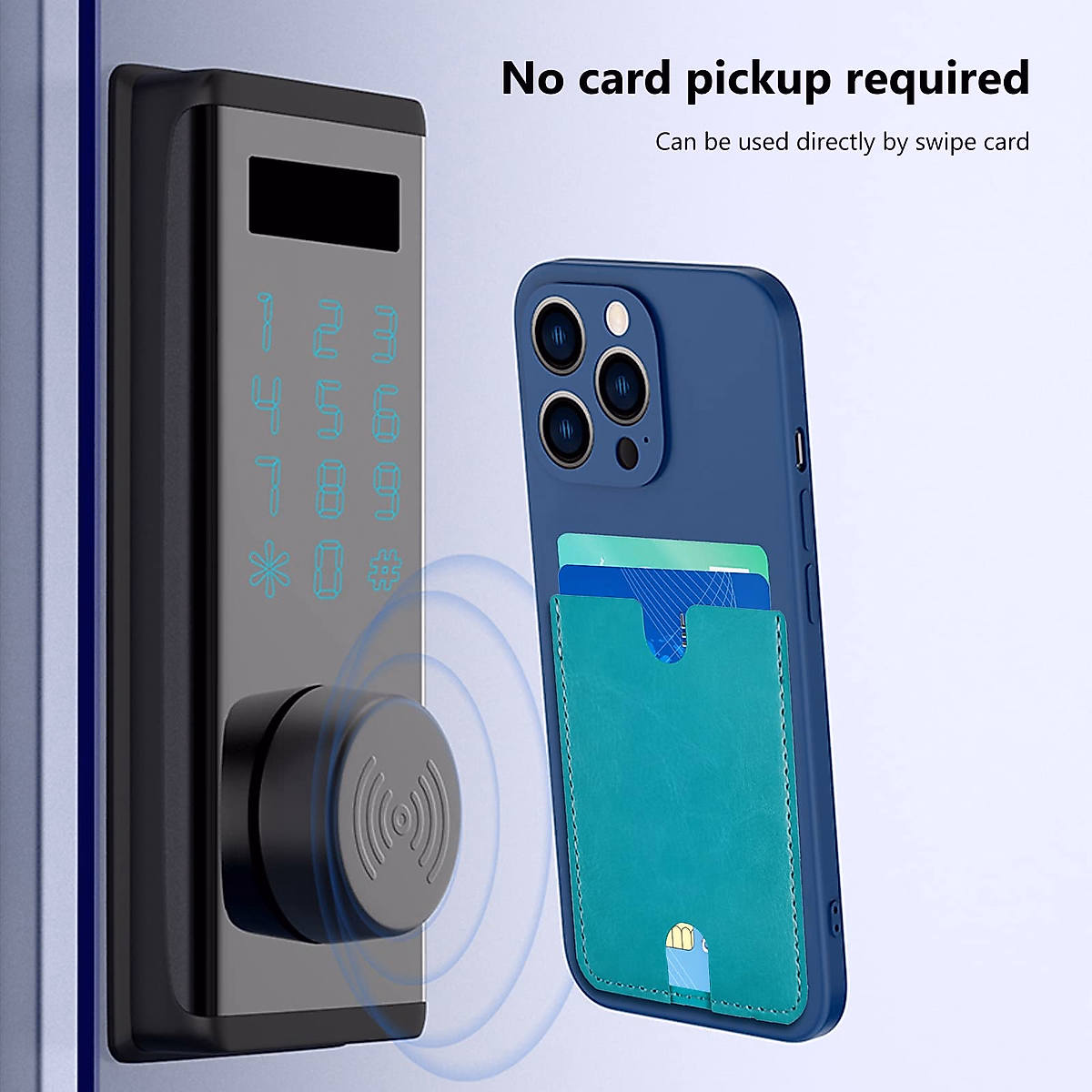 3 Pack Phone Card Holder for Back of Phone, Leather Phone Wallet Stick On, Credit Card Holder for Phone Case Compatible with iPhone, Samsung, Android and All Cell Phone (Tiffany Blue)