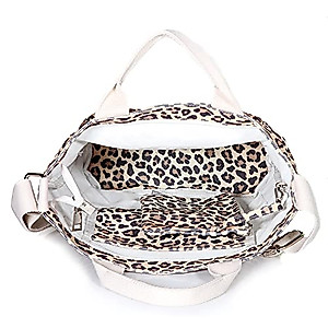 Worldlyda Women Canvas Tote Purse Handbags Crossbody Shoulder Bag Casual Work School Shopper Hobo Top Handle Handbag (Leopard print)