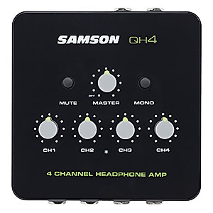 Samson QH4 4-Channel Studio Headphone Amplifier,Black/Silver