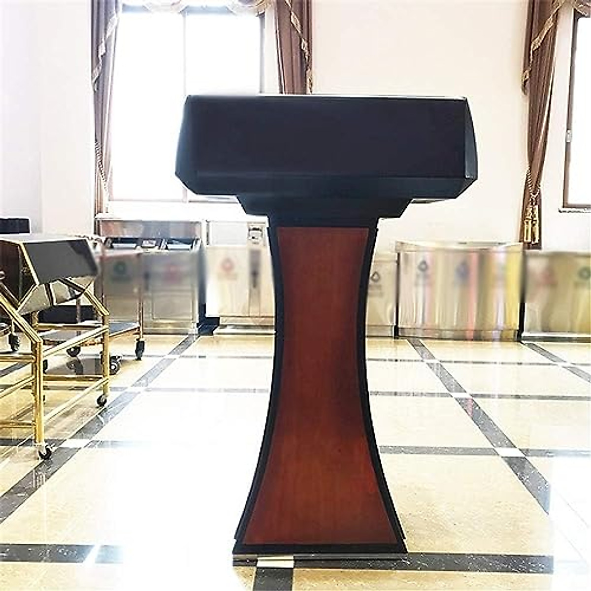 NEWNAN Wooden Speaking Lectern Wood Podium Host Podium Simple Modern Hotel Welcome Desk for Church and Schools