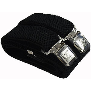 Decalen Mens Suspenders Wide Adjustable and Elastic Braces Y Shape with Very Strong Clips Heavy Duty (Black)