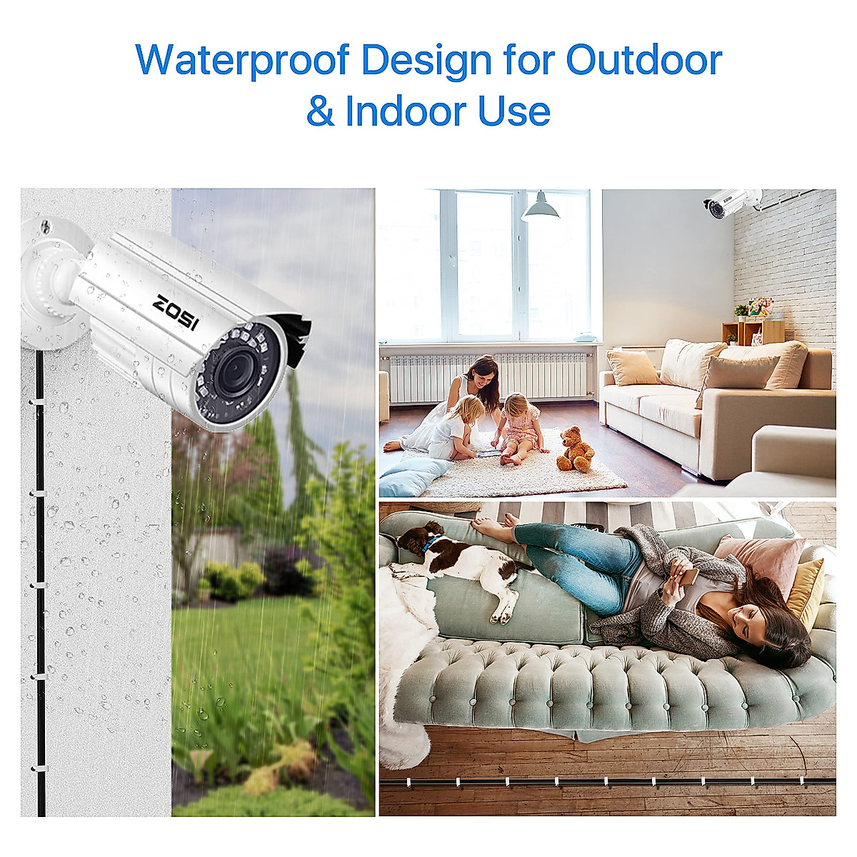 ZOSI 4 Pack 100ft (30 Meters) 2-in-1 Video Power Cable, BNC Extension Surveillance Camera Cables for Video Security Systems (Included 4X BNC Connectors and 4X RCA Adapters)