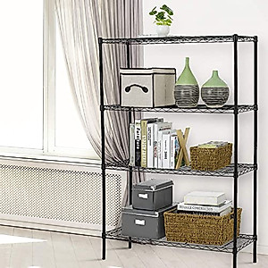 HCY 4-Tier Wire Shelving Unit Storage Shelves Shelf Organizer 54inx36inx14in Heavy Duty Metal Rack NSF Height Adjustable for Laundry Bathroom Kitchen Garage Pantry Organization(Black)