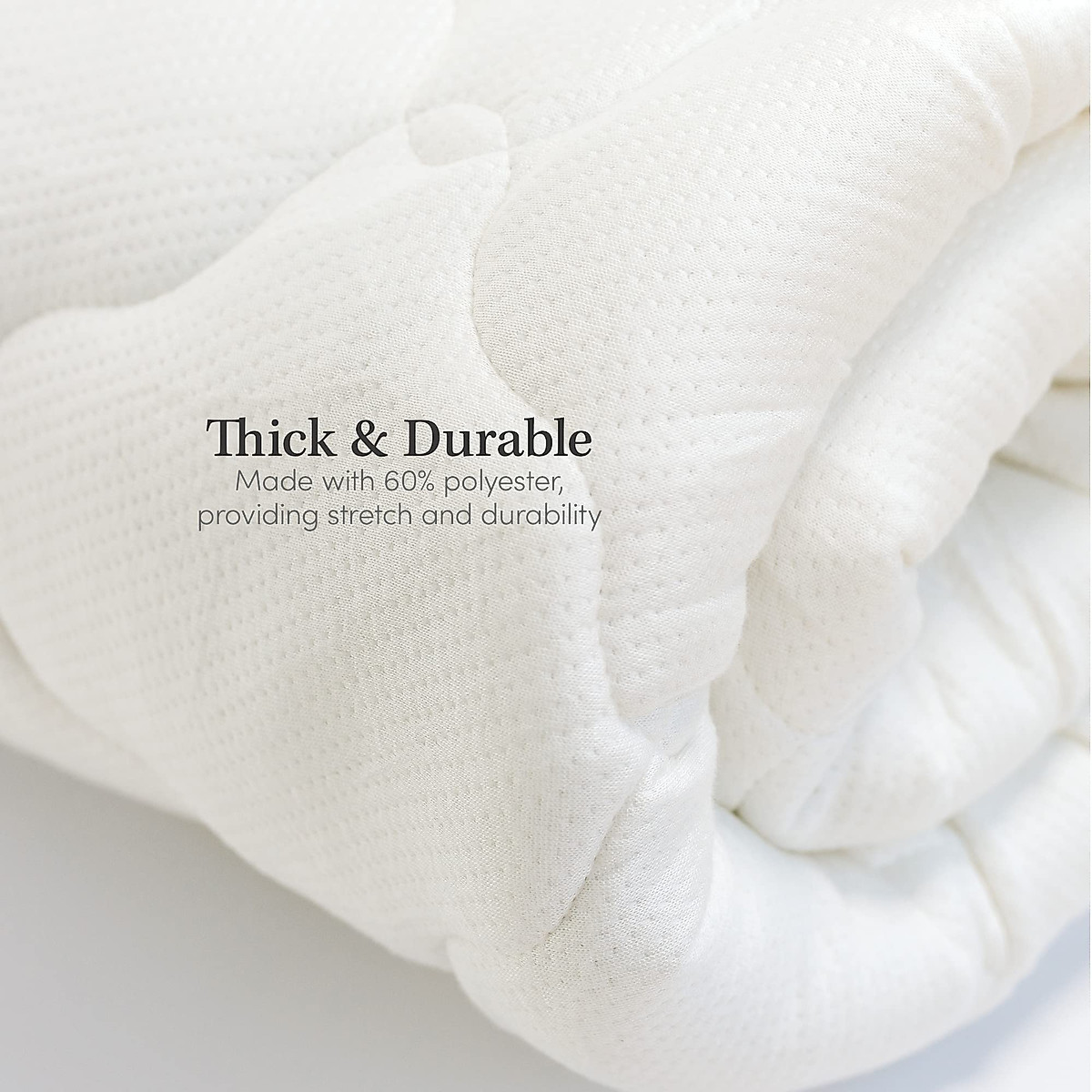 RV Mattress Topper Short King - Extra Plush Rayon from Bamboo Pad with Fitted Skirt - Mattress Cover for RV or Camper