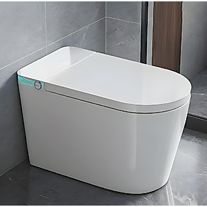 Toilet Smart Toilet Ceramic White with 85mm Wider Bidet Seat Smart Toilet with Bidet Built in Voice Control Bubble Shield L27.56" x W16.14" x H17.32"
