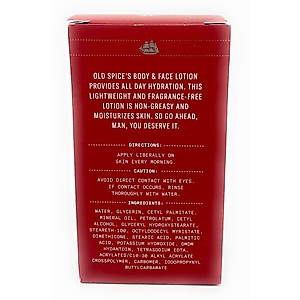 Old Spice Hydrating Body and Face Lotion, Unscented, 4 oz