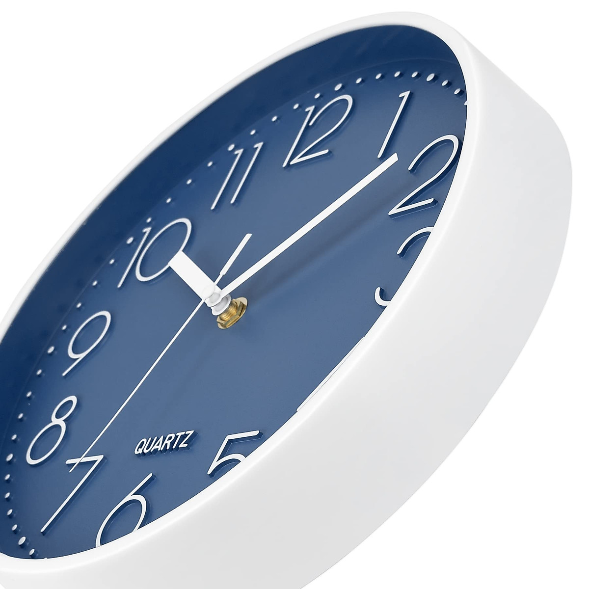 Foxtop 10 Inch Wall Clock Silent Non-Ticking Battery Operated Quartz Round Modern Simple Wall Clock Decorative for Bedroom Kitchen Home Office School (Cerulean)