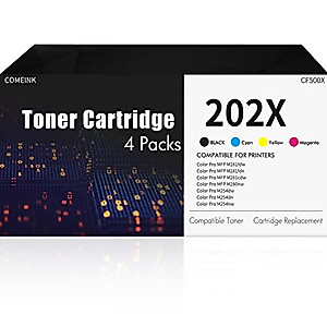 202X Toner Cartridges 4 Packs: Compatible for HP 202X CF500X 202A CF500A CF501X CF502X CF503X Color Pro MFP M281cdw M281fdn M254dw M254dn M254nw M281 M254 Printer Cartridge(Black,Cyan,Magenta,Yellow)